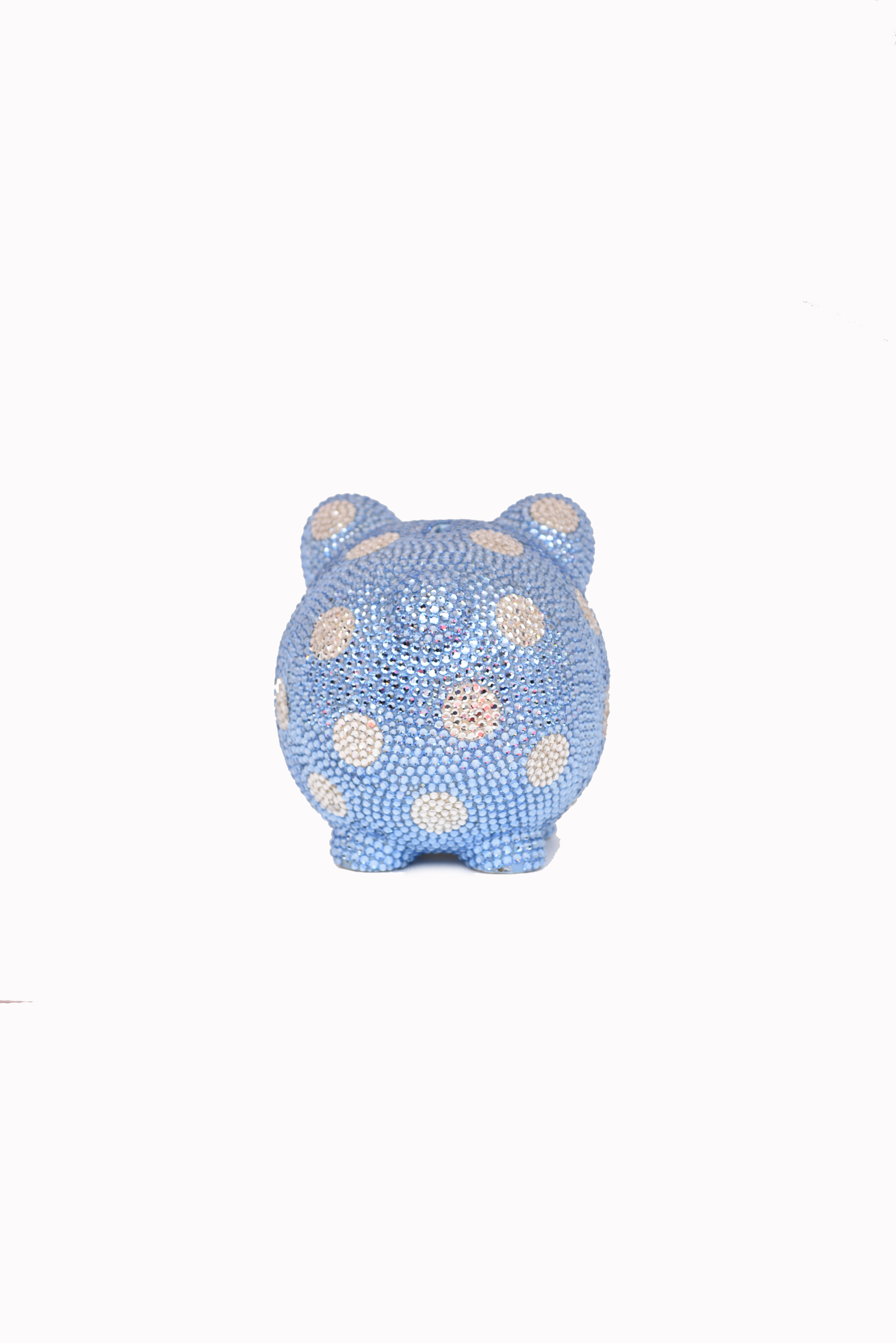 Small Sapphire Polka Dot Piggy Bank With Eyelashes - Tutu Cute